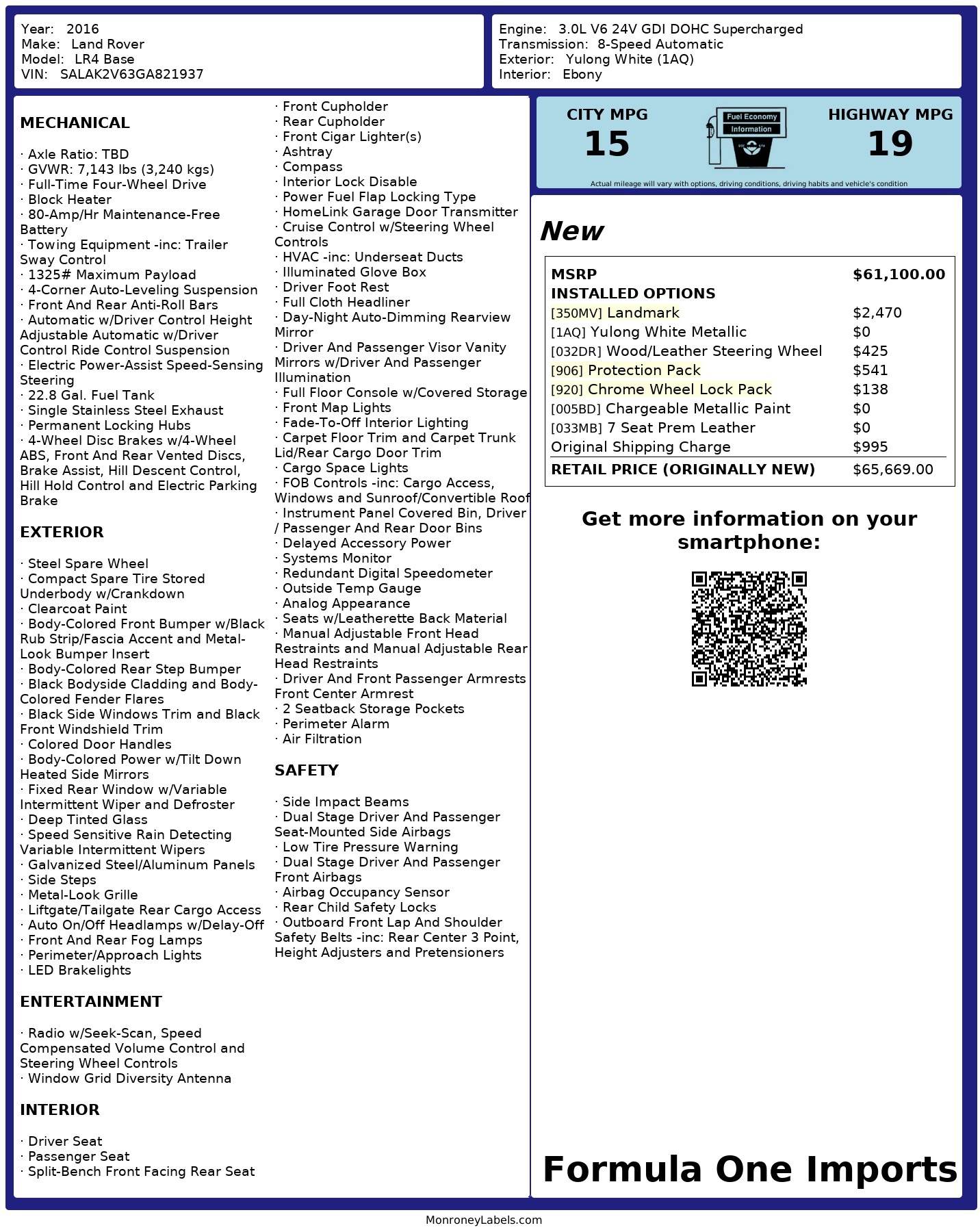 Used 2016 Land Rover LR4 HSE LUX LANDMARK EDITION / 4X4 / NAV / SUNROOF ...